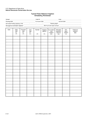 Fillable Online Typical Water Balance Irrigation Scheduling Worksheet ...
