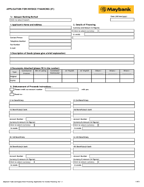 Fillable Online APPLICATION FOR INVOICE FINANCING IF - Maybank Fax ...