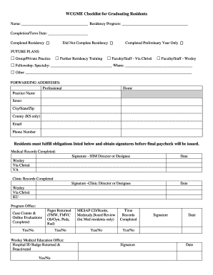 Fillable Online wichita kumc WCGME Checklist for Graduating Residents ...