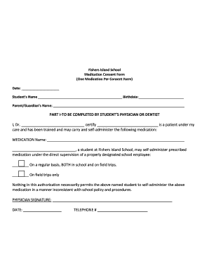 Fillable Online Student Medication Consent Form - Fishers Island School ...