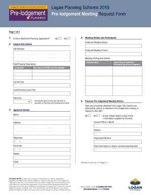 Fillable Online Logan Planning Scheme 2015 Pre-lodgement Meeting ...