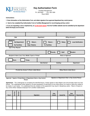 Fillable Online wichita kumc Key Authorization Form - wichitakumcedu ...