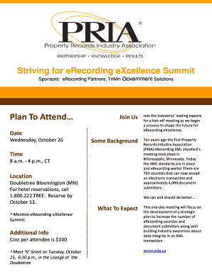 Fillable Online pria Striving for eRecording eXcellence Summit - PRIA ...