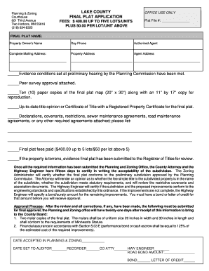 Fillable Online Planning Zoning LAKE COUNTY OFFICE USE ONLY PC Fax ...