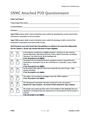 Fillable Online SNMC Attached PUD Questionnaire - esnmccom Fax Email ...