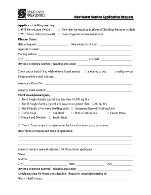Fillable Online soquelcreekwater New Water Service Application Request ...