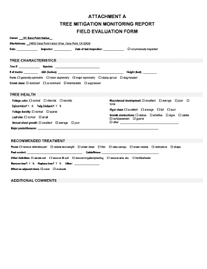 Fillable Online danapointboaters Attachment A Tree-Field Evaluation ...