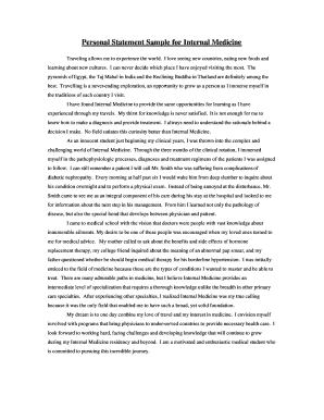 Fillable Online Personal Statement Sample for Internal Medicine Fax ...