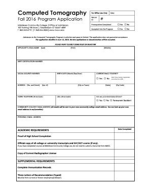 Fillable Online Computed Tomography For Office Use Only Date Program Fax Email Print - pdfFiller