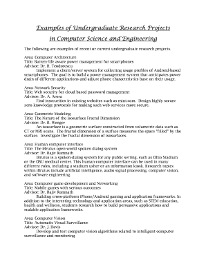 Fillable Online Examples of Undergraduate Research Projects Fax Email ...