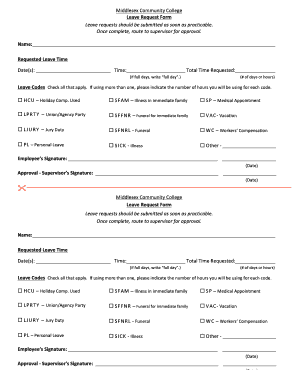 Fillable Online Leave Request Form 042314 - Middlesex Community College ...