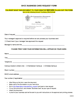 Fillable Online bhcc mass BHCC BUSINESS CARD REQUEST FORM YOU MUST SAVE ...