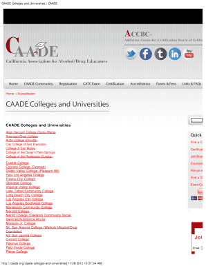 Fillable Online CAADE Colleges and Universities CAADE Fax Email Print ...