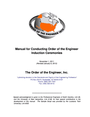Fillable Online order-of-the-engineer Manual for Conducting Order of ...