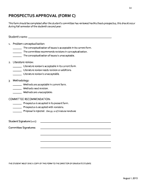 Fillable Online artsci uc PROSPECTUS APPROVAL (FORM C) Fax Email Print - pdfFiller