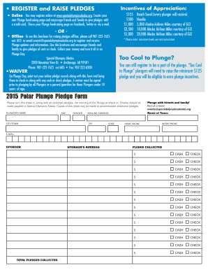 Fillable Online specialolympicsalaska 2015 Polar Plunge Pledge Form ...