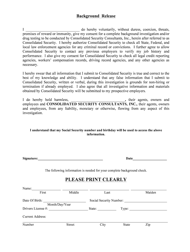 Fillable Online Background Release Fax Email Print - pdfFiller
