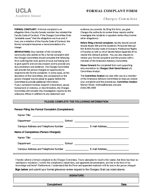 Fillable Online UCLA FORMAL COMPLANT FORM Fax Email Print - pdfFiller