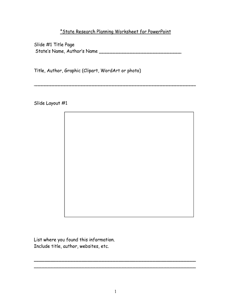Fillable Online State Research Planning Worksheet for PowerPoint Fax Email Print - pdfFiller