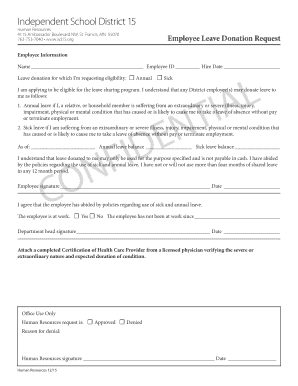 Fillable Online stfrancis k12 mn Employee Leave Donation Request Fax ...