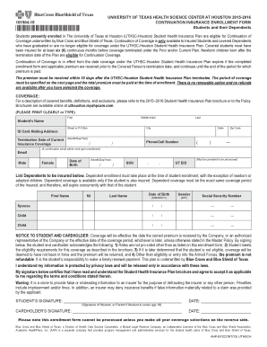 Fillable Online UNIVERSITY OF TEXAS HEALTH SCIENCE CENTER AT HOUSTON ...