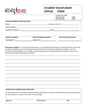 Fillable Online centralgatech STUDENT DISCIPLINARY APPEAL FORM - centralgatech Fax Email Print ...