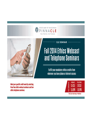 Fillable Online marketplace wisbar CLE SEMINAR Fall 2014 Ethics Webcast ...