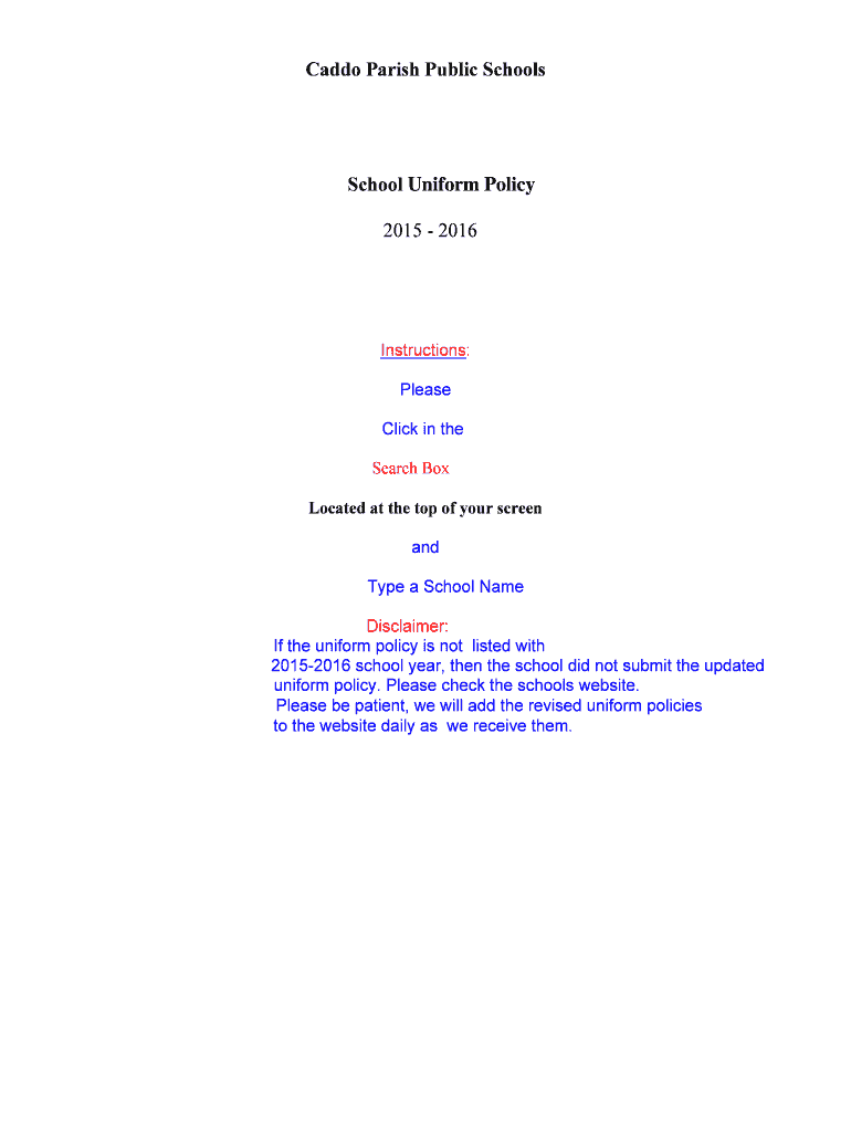 Fillable Online Caddo Public Schools Uniform Policy - caddoschoolsorg ...