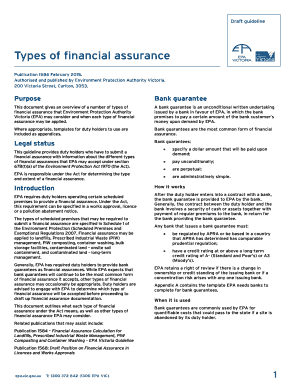 Fillable Online Types of Financial Assurance - Guidance - EPA Victoria ...