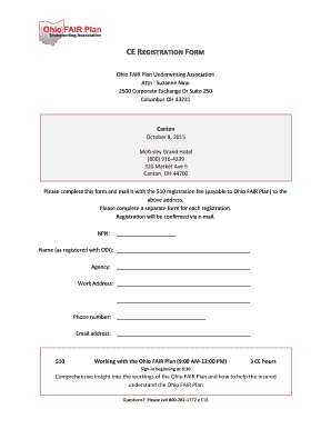Fillable Online CE REGISTRATION FORM - bohiofairplancomb Fax Email ...