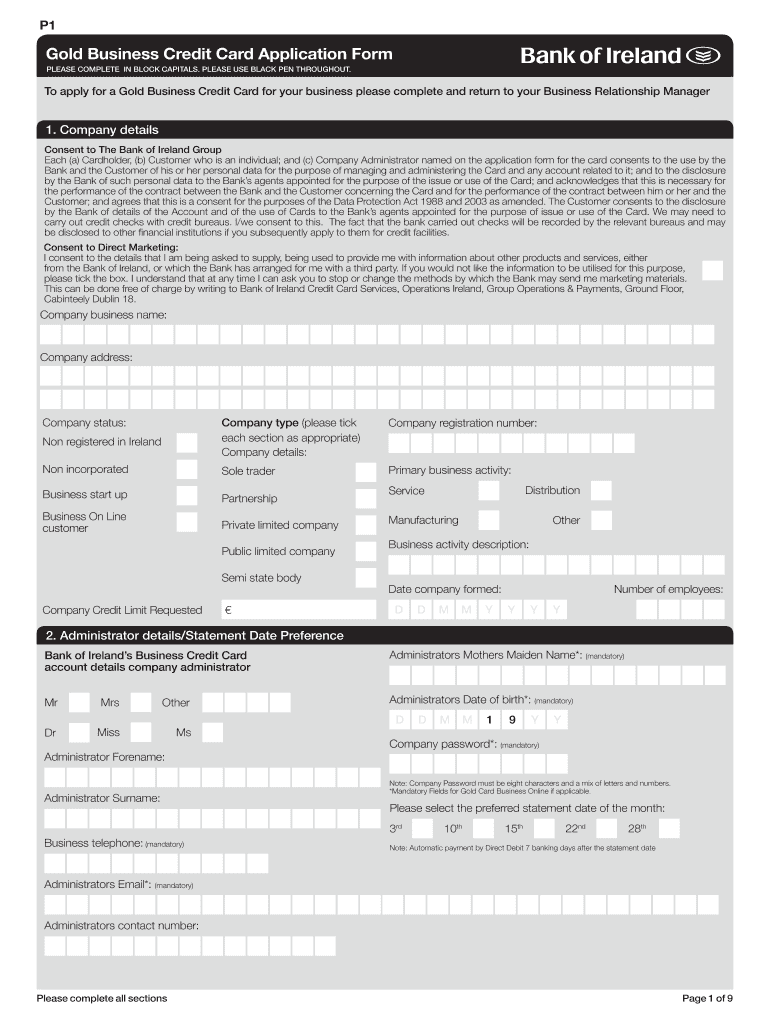 Fillable Online Gold Business Credit Card Application Form Fax Email ...