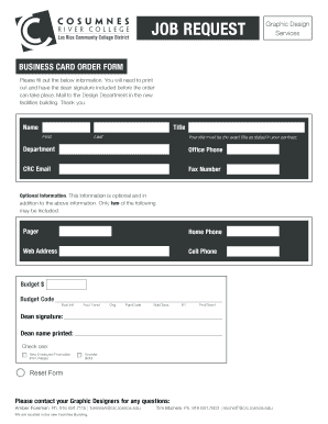 Fillable Online crc losrios JOB REQUEST Graphic Design Services Fax Email Print - pdfFiller
