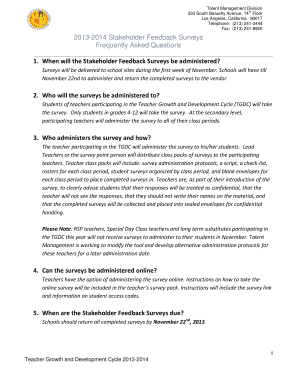 Fillable Online 2013-2014 Stakeholder Feedback Surveys Frequently Asked ...