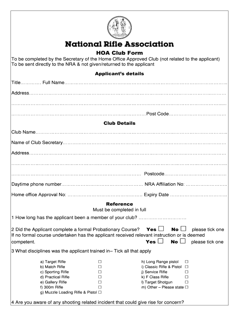 Fillable Online HOA Club Form Fax Email Print - pdfFiller