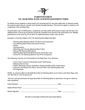 Fillable Online UIL MARCHING BAND ACKNOWLEDGEMENT FORM Fax Email Print ...