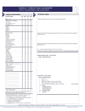 Fillable Online CREDIT REQUIREMENTS AND WORKSHEET Fax Email Print ...