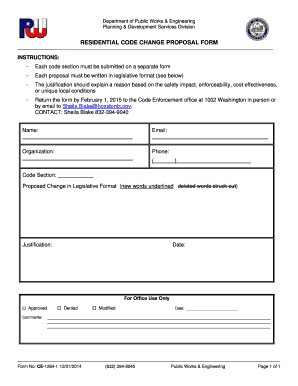 Fillable Online CE 1264-r Residential Code Change Proposal Form Fax ...