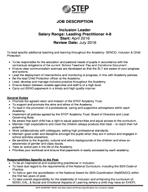 Fillable Online stepacademytrust JOB DESCRIPTION Inclusion Leader ...