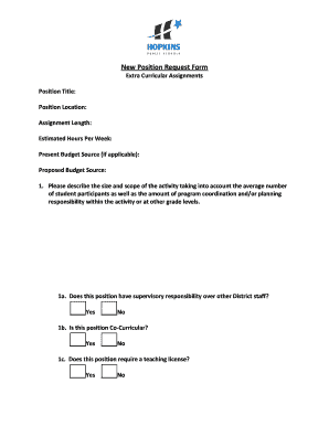 Fillable Online New Position Request Form - hopkinsschoolsorg Fax Email ...