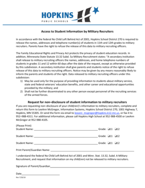 Fillable Online Access to Student Information by Military Recruiters ...