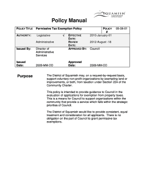 Fillable Online Permissive Tax Exemption Policy Fax Email Print - pdfFiller