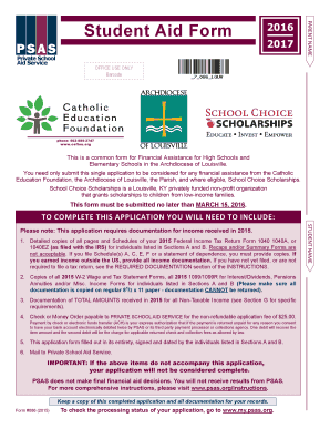 Fillable Online staugustinecatholicschool Student Aid Form - St ...