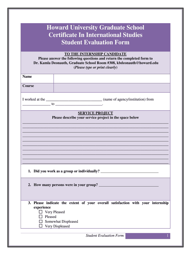 Fillable Online gs howard Howard University Graduate School Certificate ...