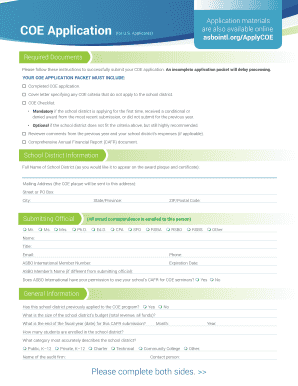 Fillable Online asbointl Application materials COE Application are also available Fax Email ...