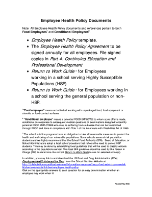Fillable Online Employee Health Policy Documents Fax Email Print ...