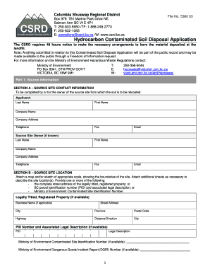 Fillable Online csrd bc Hydrocarbon Contaminated Soil Disposal ...