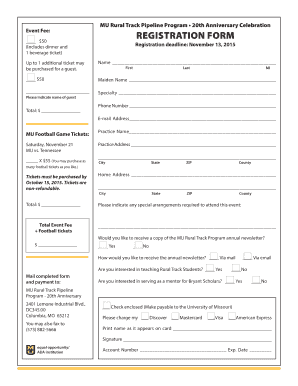 Fillable Online medicine missouri REGISTRATION FORM - University of ...