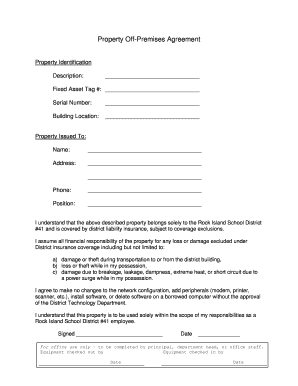 Fillable Online Property Off-Premises Agreement Fax Email Print - pdfFiller