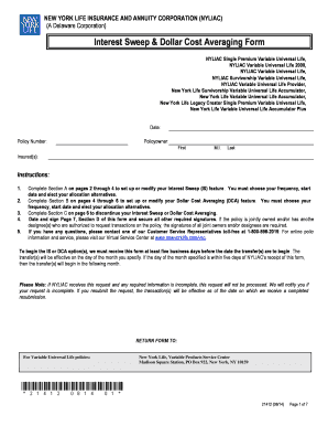 Fillable Online Interest Sweep amp Dollar Cost Averaging Form Fax Email ...