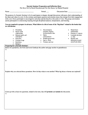 Fillable Online tafths Socratic Seminar Preparation and Reflection ...